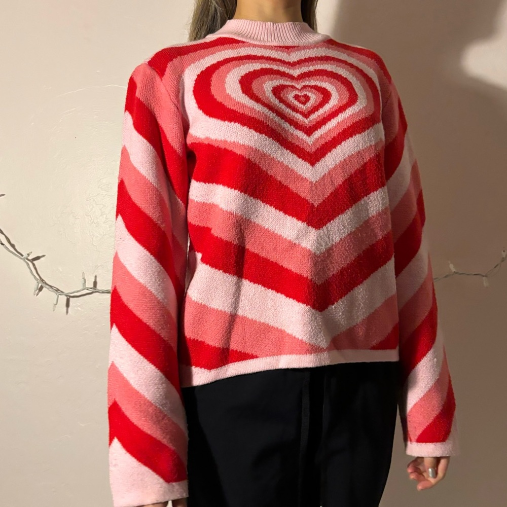 Cider “Powerpuff Girls” Heart Knit Sweater - Gem